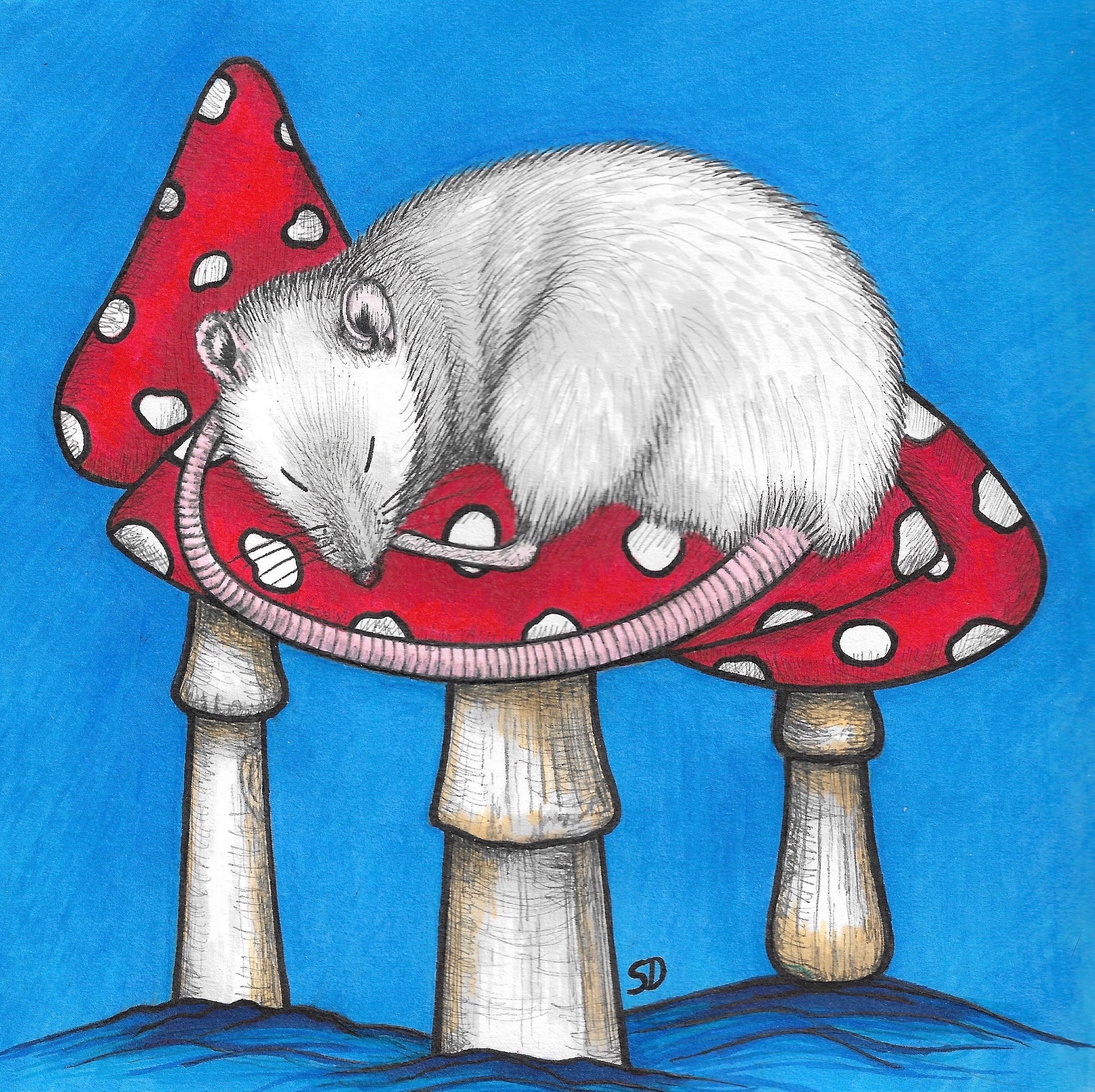 Mushroom Mouse Original Art Print Card - Etsy