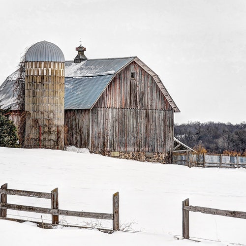 Barn in Winter Photo Country Landscape Photo Rustic Winter | Etsy