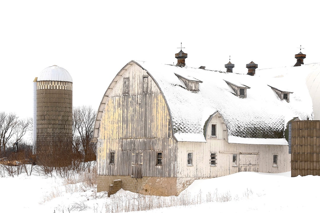 Rustic Barn in Winter Photo,white Barn Photography,modern Farmhouse ...