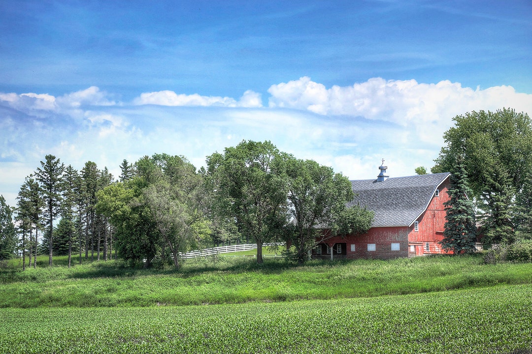 Red Barn Landscape Photo | Rustic Farmhouse Wall Art - Etsy