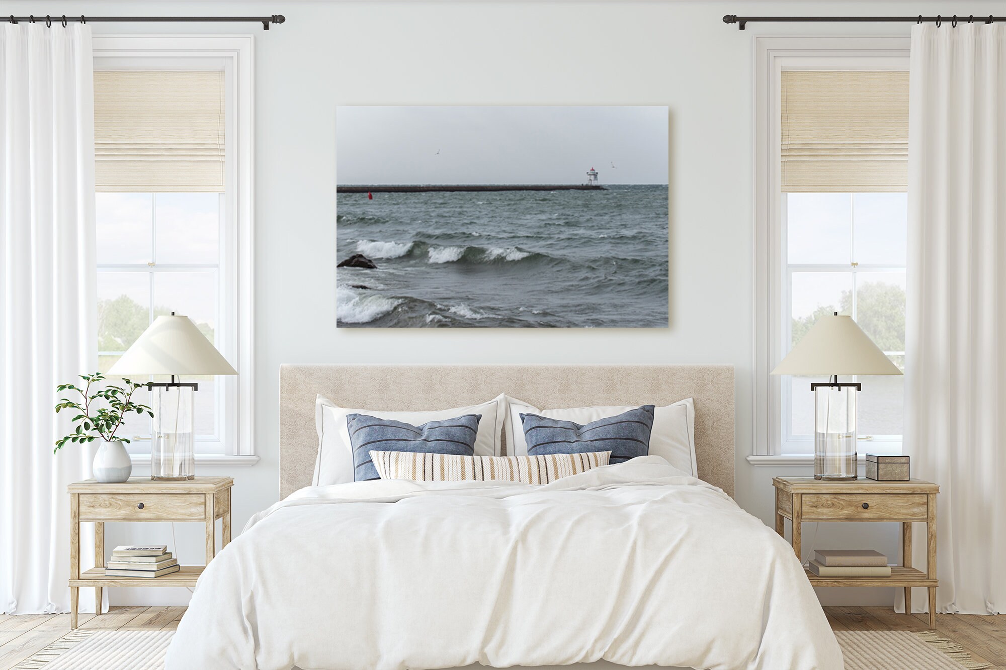 Two Harbors Breakwall Waves Great Lakes Lighthouse Photo | Etsy