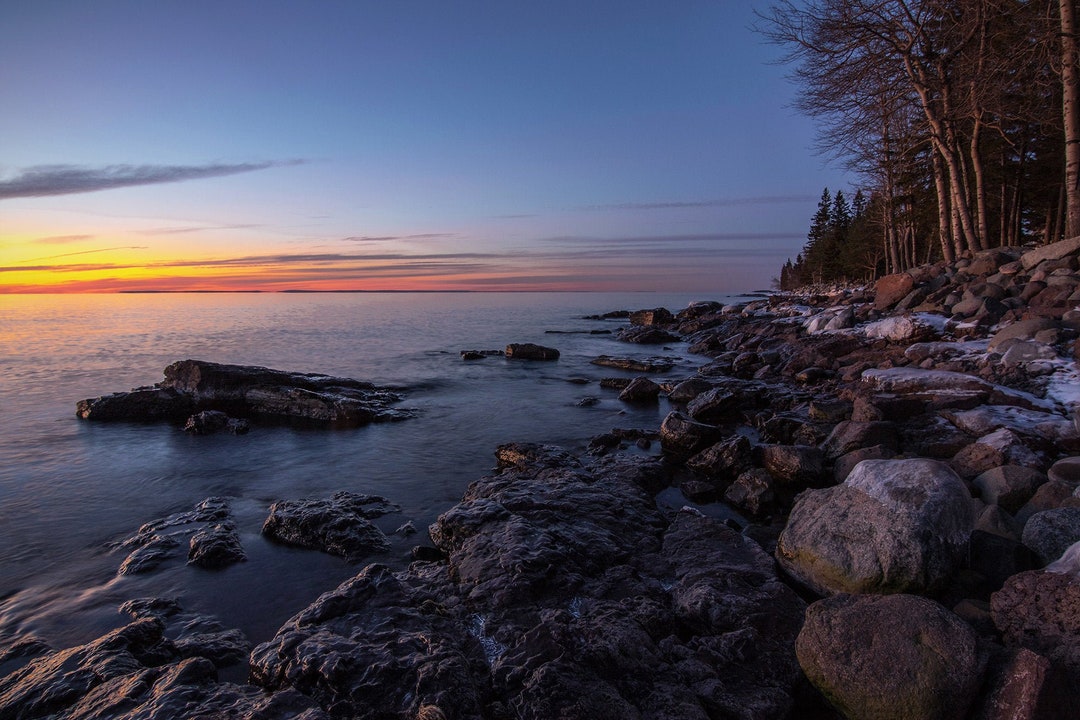 Sunset Photo, Shoreline Sunset Photo, Landscape Photography, Lake ...