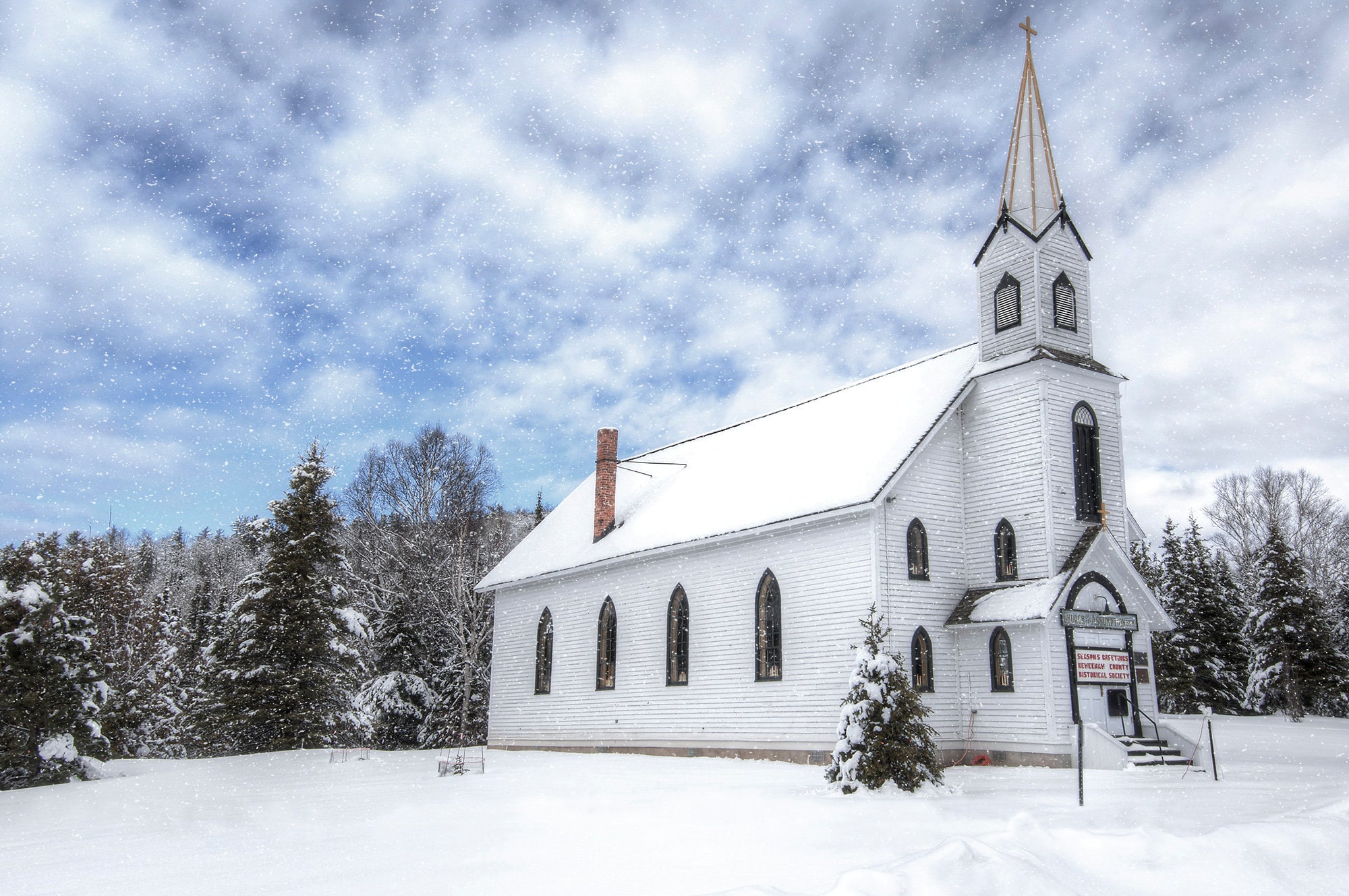 Country Winter Church, Photos of Faith, Church in Snow Photo, Modern ...