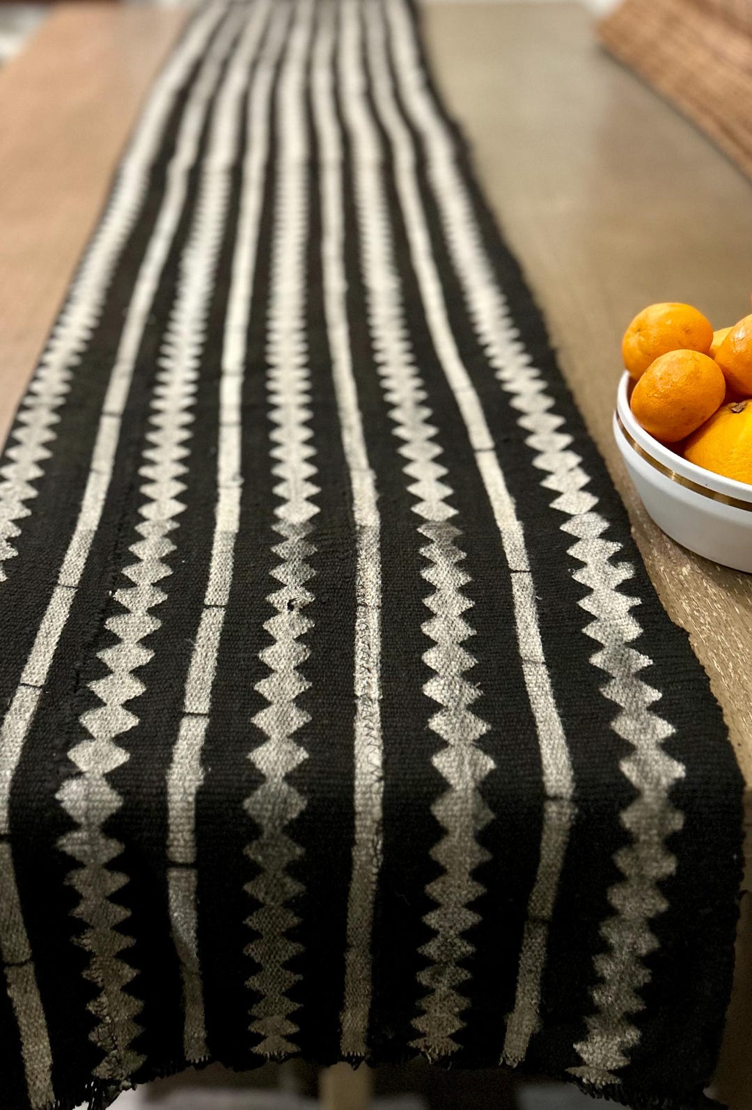 Authentic Black and Light Gray Mud Cloth Table Runner-african Bogolan ...