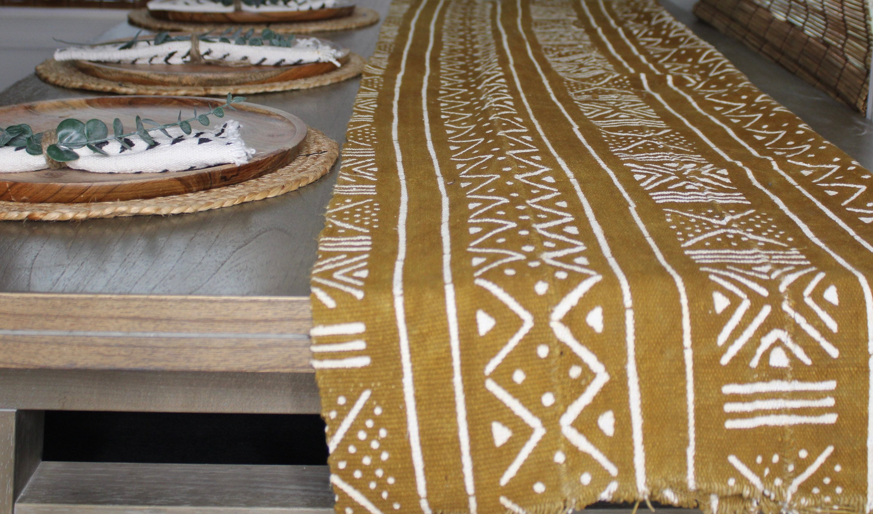 Authentic Rust Mudcloth Table Runner African Bogolan Fabric Boho Decor ...
