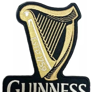 Guinness Harp Logo Patch (4 Inch) Embroidered Iron-on or Sew-on Badge ...