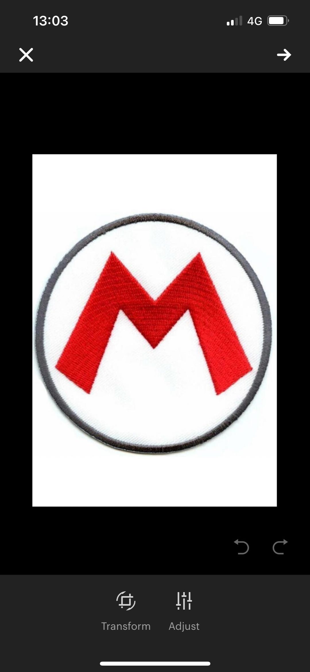 Mario M Logo Patch (3 Inch) Embroidered Iron or Sew on Badge Applique ...