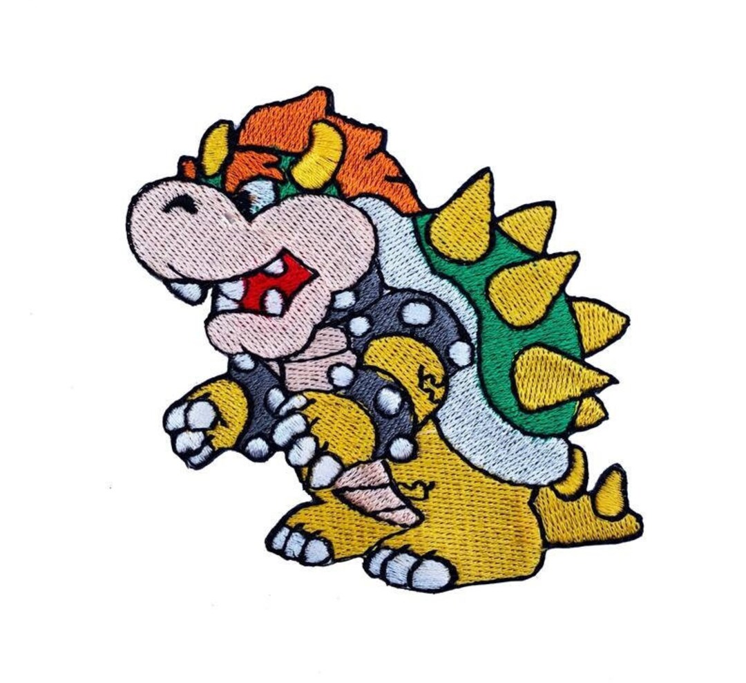 Bowser Patch (2.5 Inch) Embroidered Iron-on or Sew-on Badge Applique Souvenir Emblem Retro DIY ...