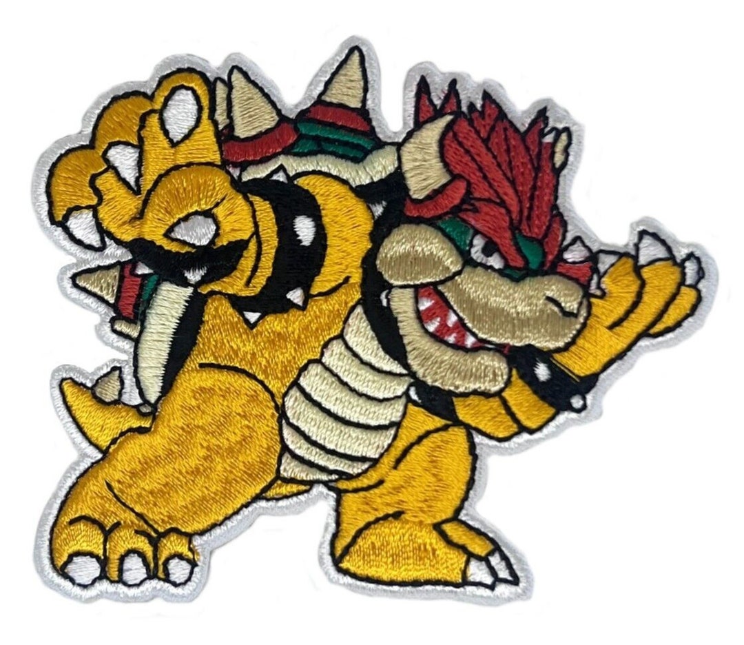 Bowser Patch (4 Inch) Embroidered Iron or Sew on Badge Retro Gamer ...
