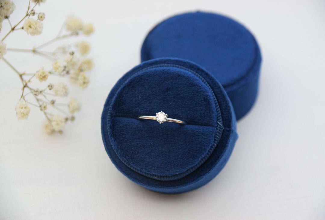 Royal Blue Ring Box Velvet, Round NEW - Etsy