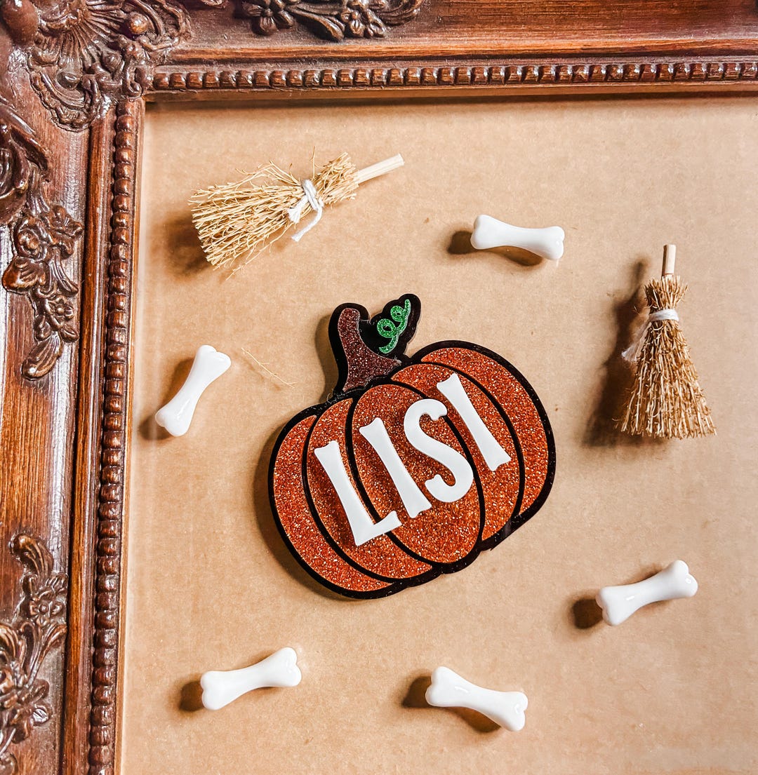 Pumpkin Name Tag Halloween Name Plate Fall Decor Autumn Thanksgiving ...