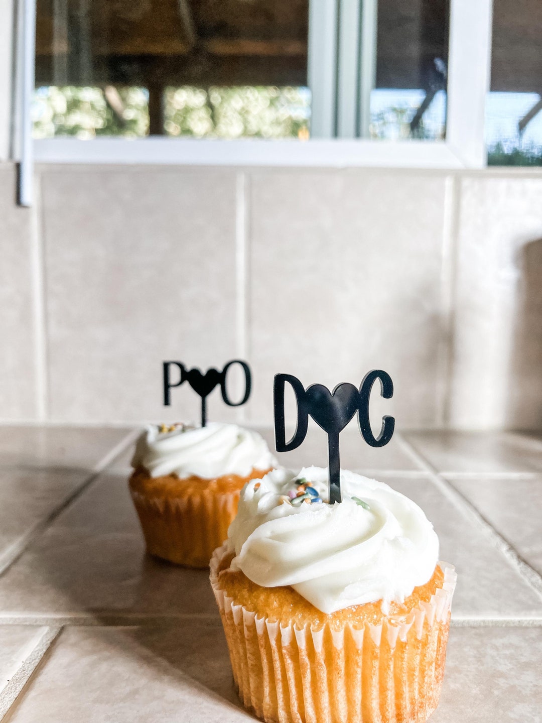 Custom Cupcake Toppers Personalized Decor Wedding Anniversary Bridal ...