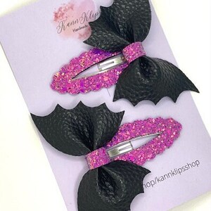 Glitter Halloween Bat Snapclips, Girl Hair Bows, Girl Hair Accessories ...