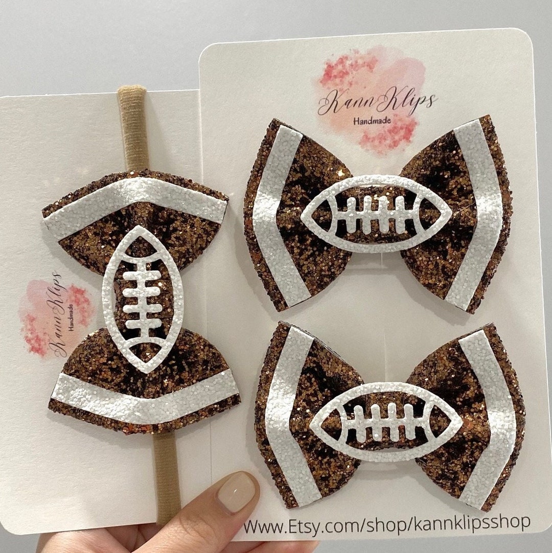 Glitter Football Hair Bows, Glitter Football, Girl Hair Bows, Girl Hair ...