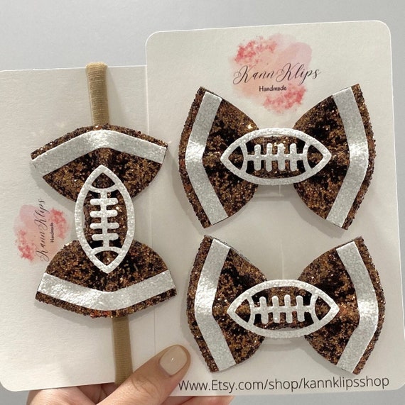 Glitter Football Hair Bows Glitter Football Girl Hair Bows - Etsy
