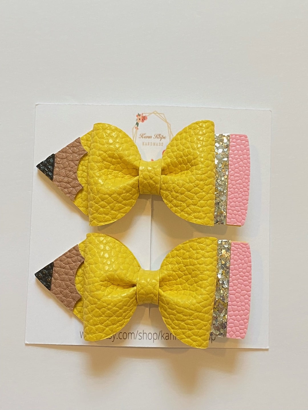Pencil Hair Bows, Back to School, Glitter Bows, Girl Hair Accessories ...