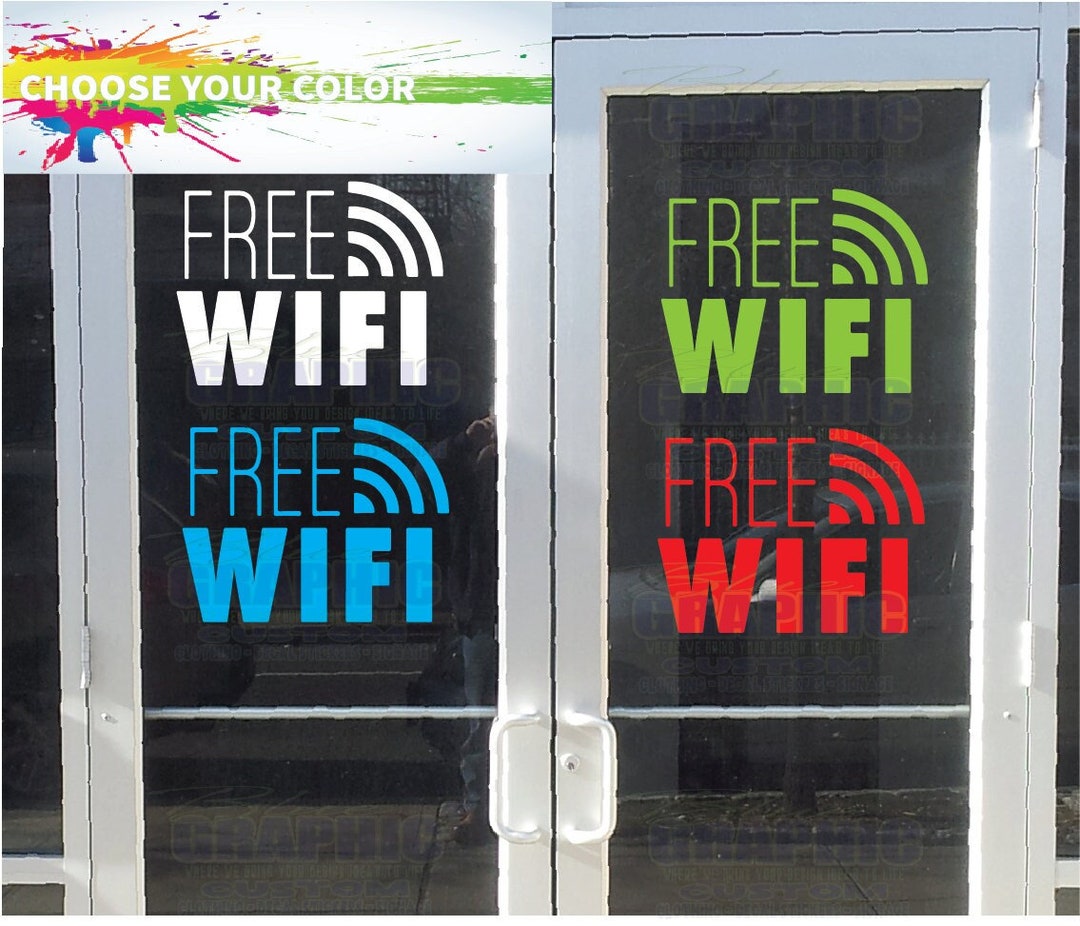 Decals for Business, Office Door Decal, Free Wifi Sticker, Business ...