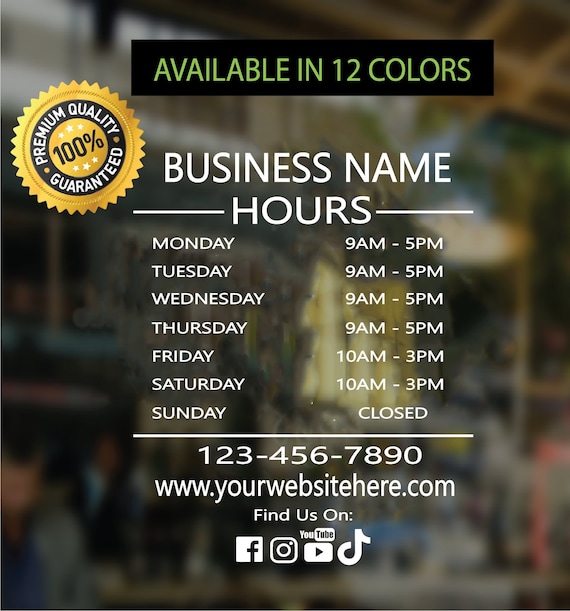 Store Hours Custom Store Hours Custom Business Hours Sign | Etsy