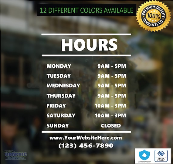 Store Hours Custom Store Hours Custom Business Hours Sign | Etsy