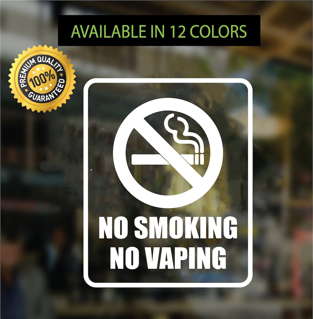 No Smoking Decal, No Vaping Decal, Store Decal, Store Sticker, No ...