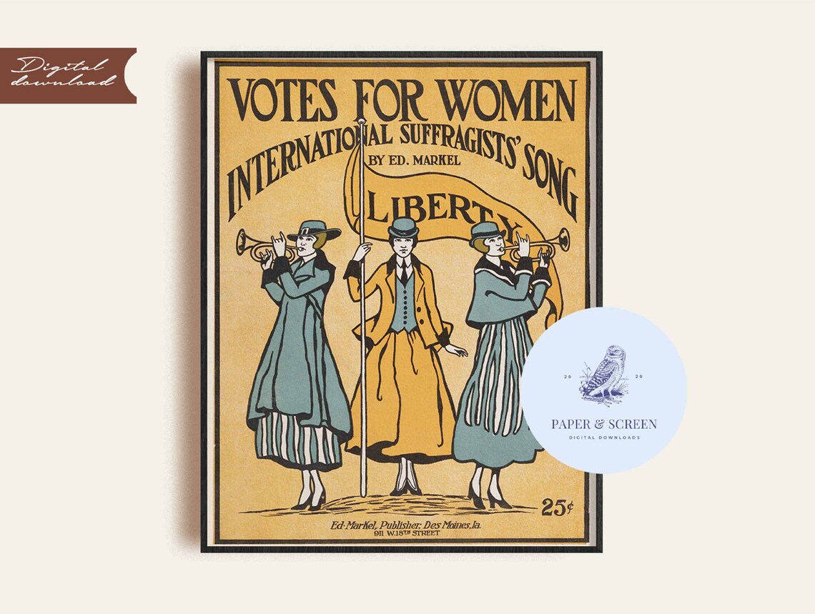 Votes For Women Vintage Wall Art Printable Art Print Digital | Etsy