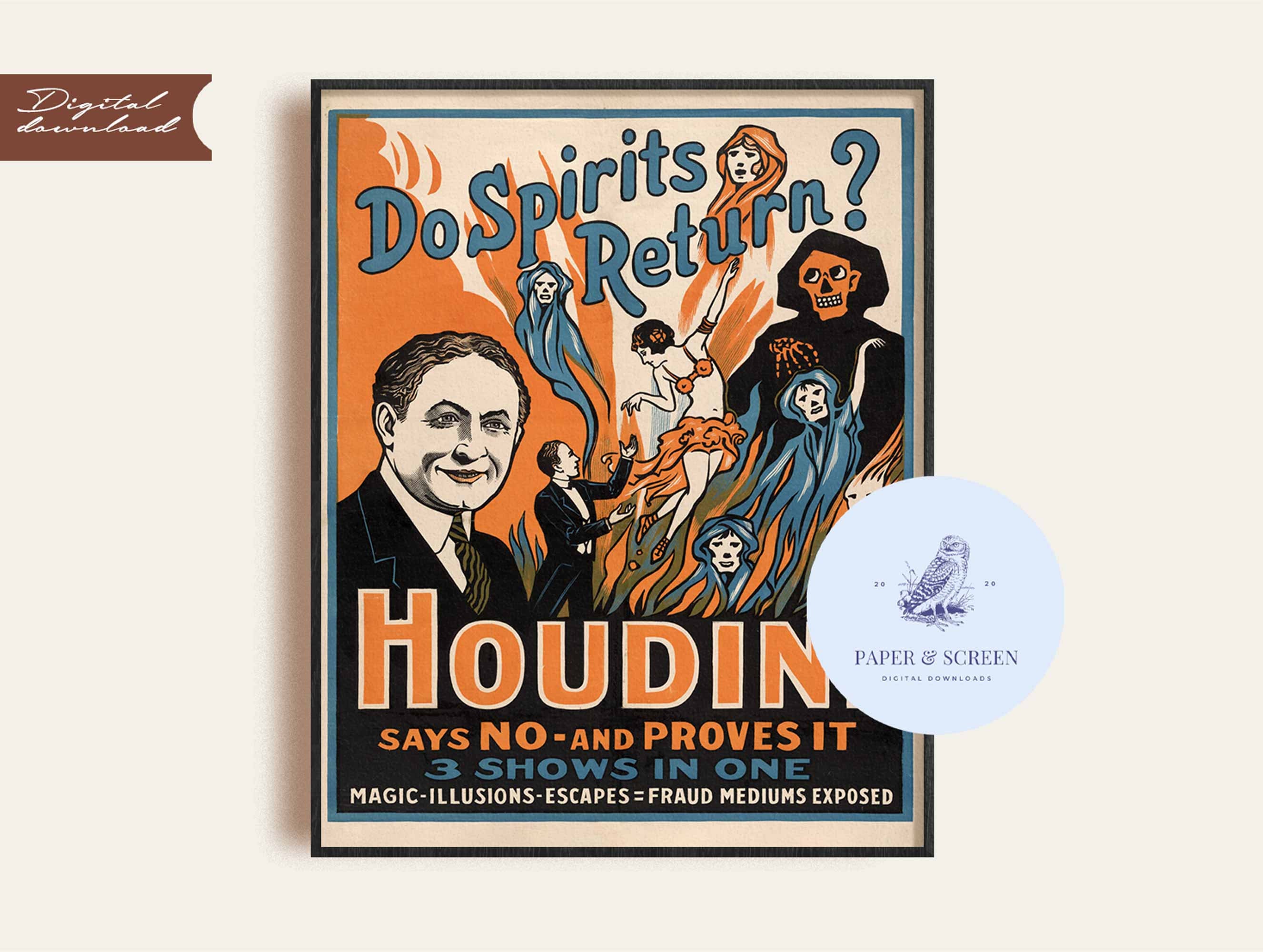 Harry Houdini Poster Halloween Digital Download Printable - Etsy