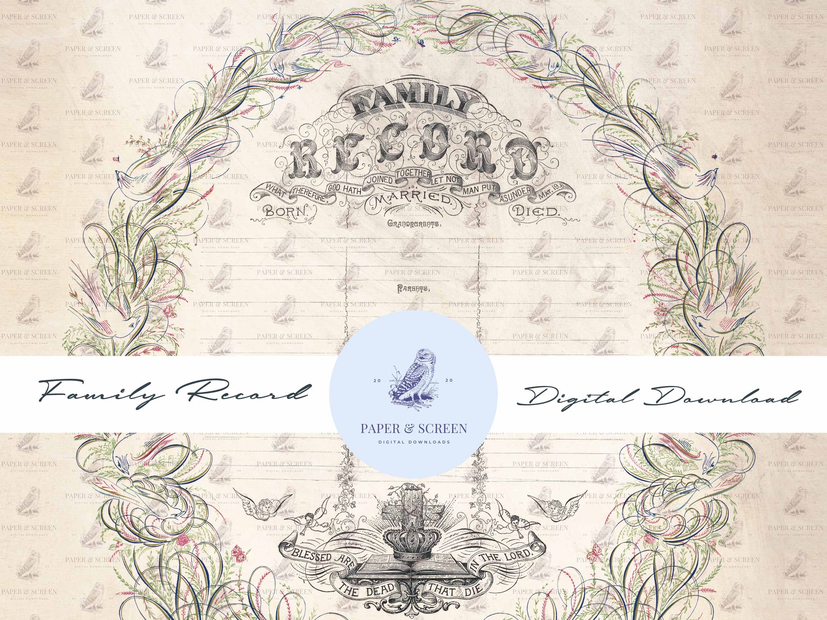 Antique Family Record Genealogy Digital Download - Etsy