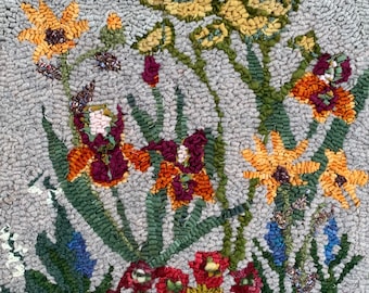 Rug Hooking Pattern, ‘bunny Among the Flowers’ PAPER PATTERN, Gridded ...