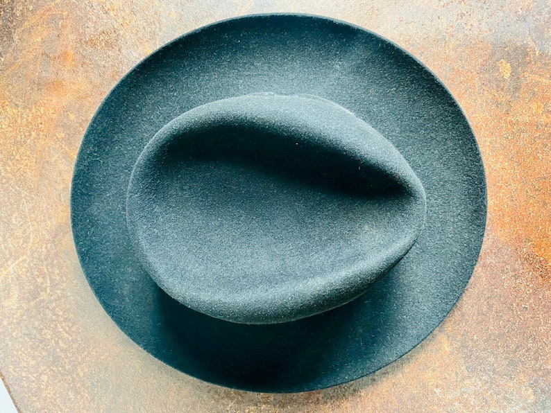 Vintage Huckel Black Fedora Hat 1940s Wide Brim Etsy
