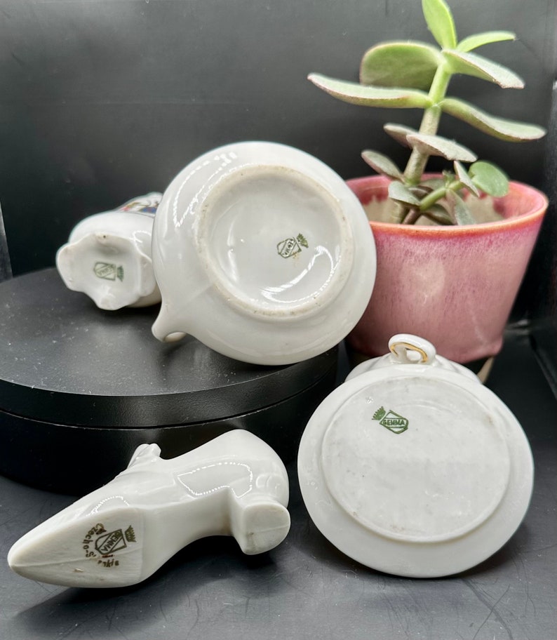 Vintage Gemma China Crestware Set, Miniatures, Shoe, Dish and Saucer ...