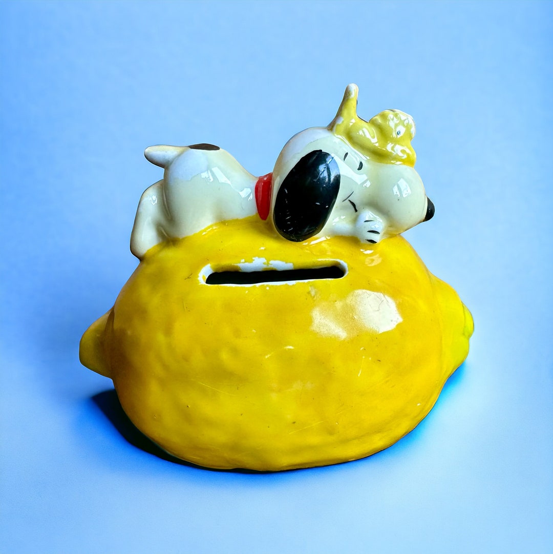 Vintage Snoopy & Woodstock on a Lemon Money Box / Piggy Bank ...