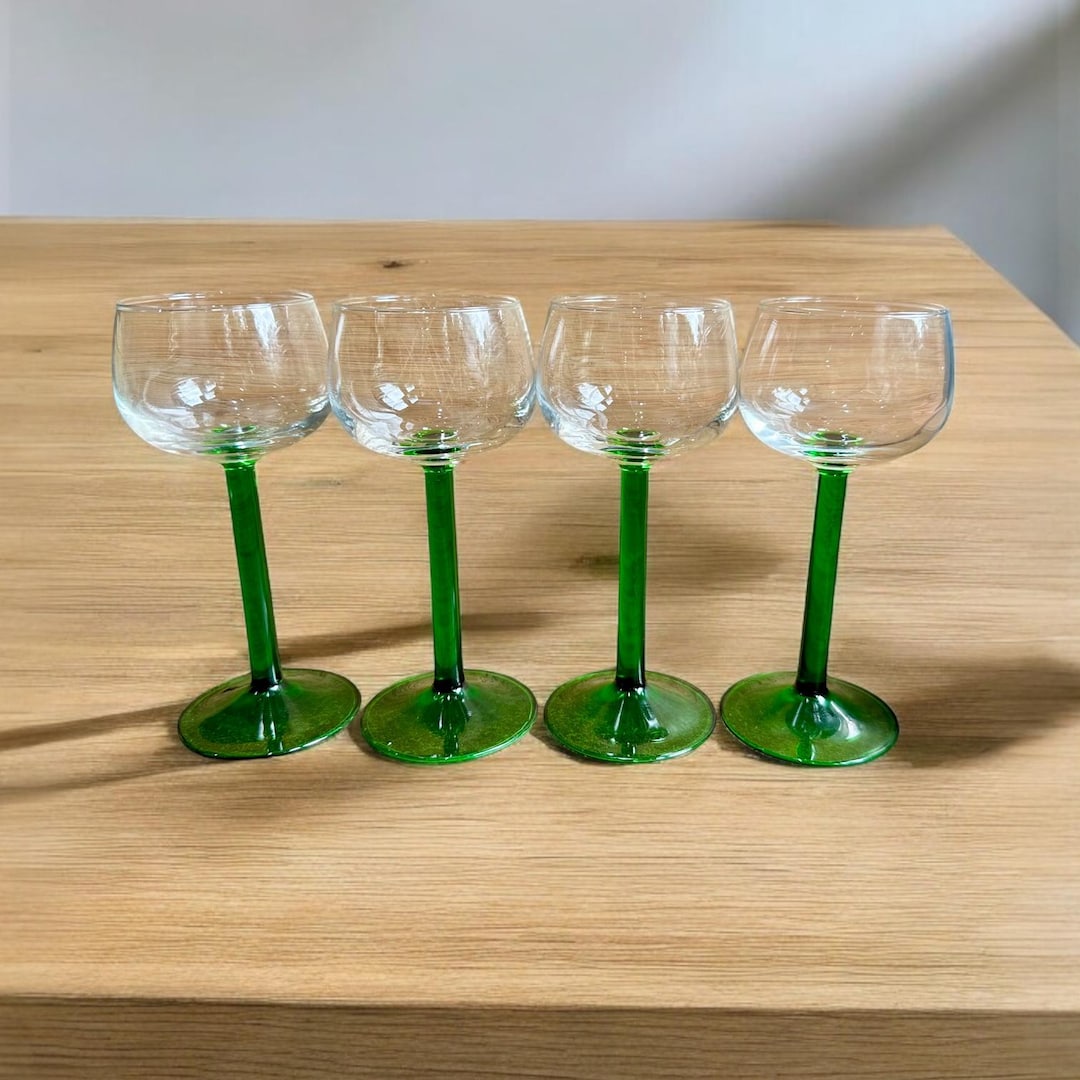 X4 Vintage Retro Green Stem Glasses - Etsy