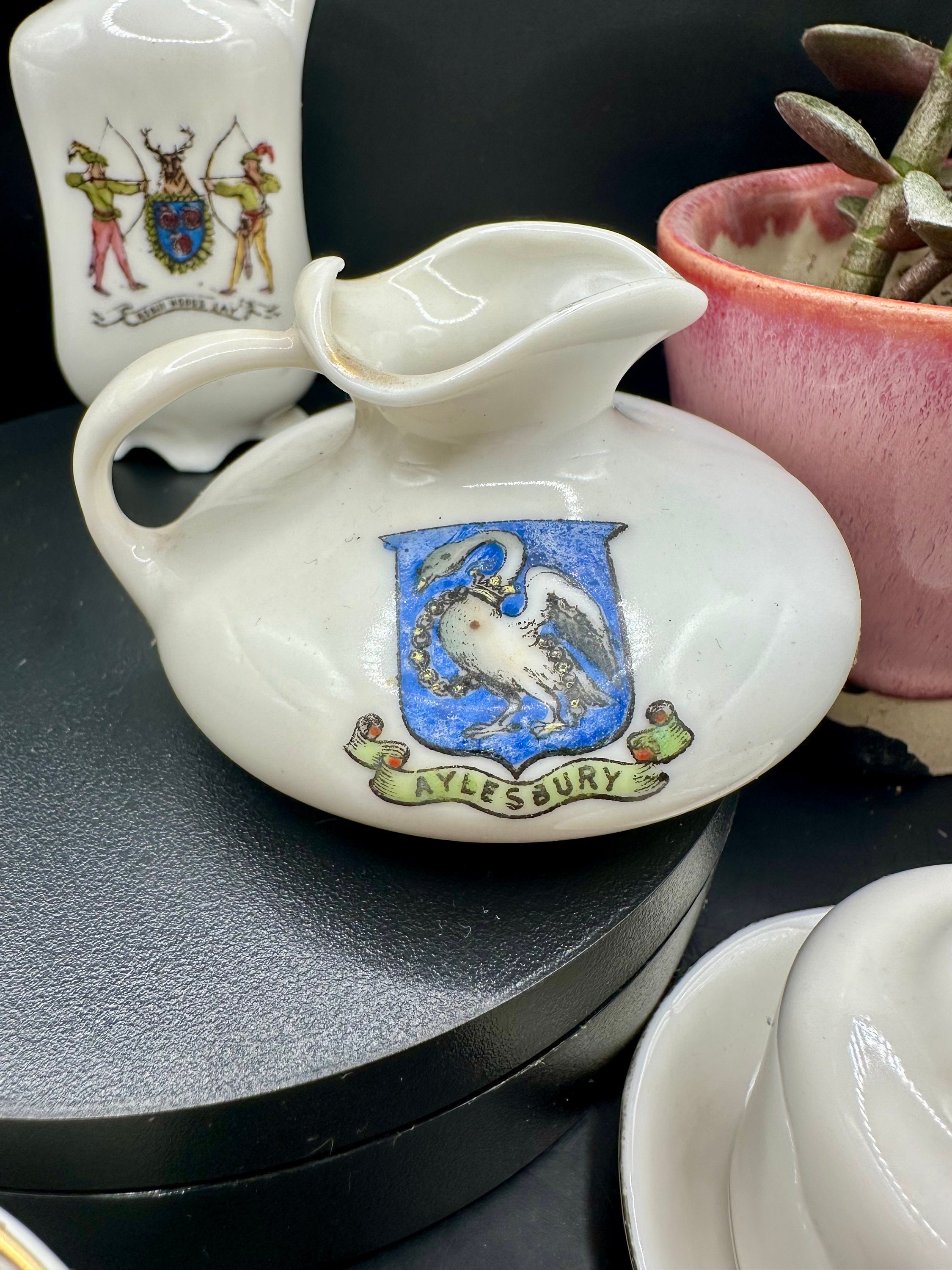 Vintage Gemma China Crestware Set, Miniatures, Shoe, Dish and Saucer ...