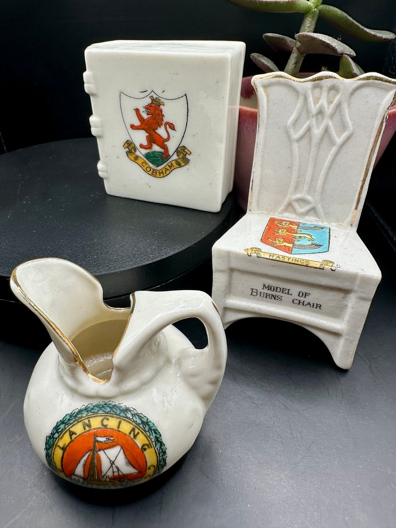 Vintage Longton China / Willow Art Crestware Set, Jug, Book and Chair ...