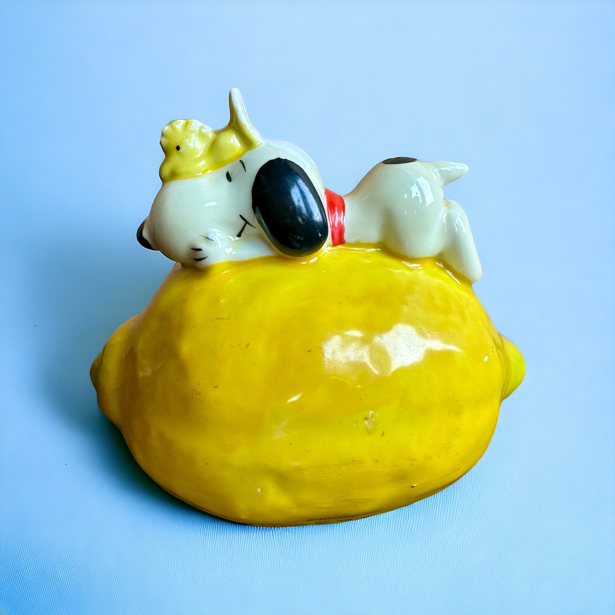 Vintage Snoopy & Woodstock on a Lemon Money Box / Piggy Bank ...