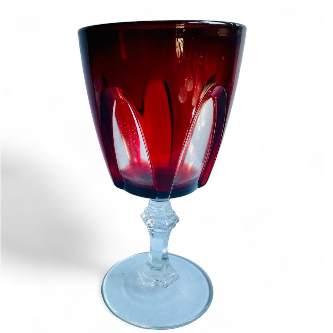 Set of 4 Vintage Cristal D'arques Ruby Red Gothic Arch Cordial Wine ...