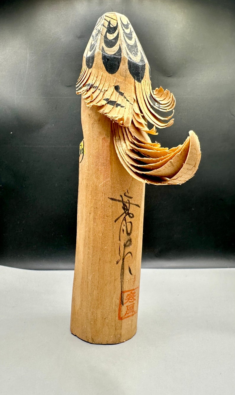 Vintage Japanese Sasano Bori Hawk Totem, Wooden Falcon Bird, Carved ...