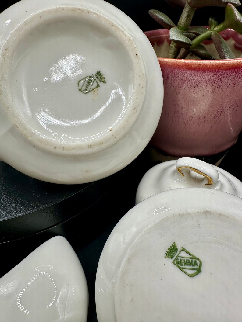 Vintage Gemma China Crestware Set, Miniatures, Shoe, Dish and Saucer ...