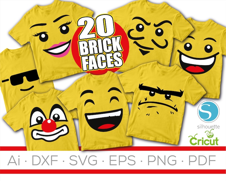 20 Brick Heads Digital SVG, Dxf, Png, Ai, Eps, PDF for Cricut and ...