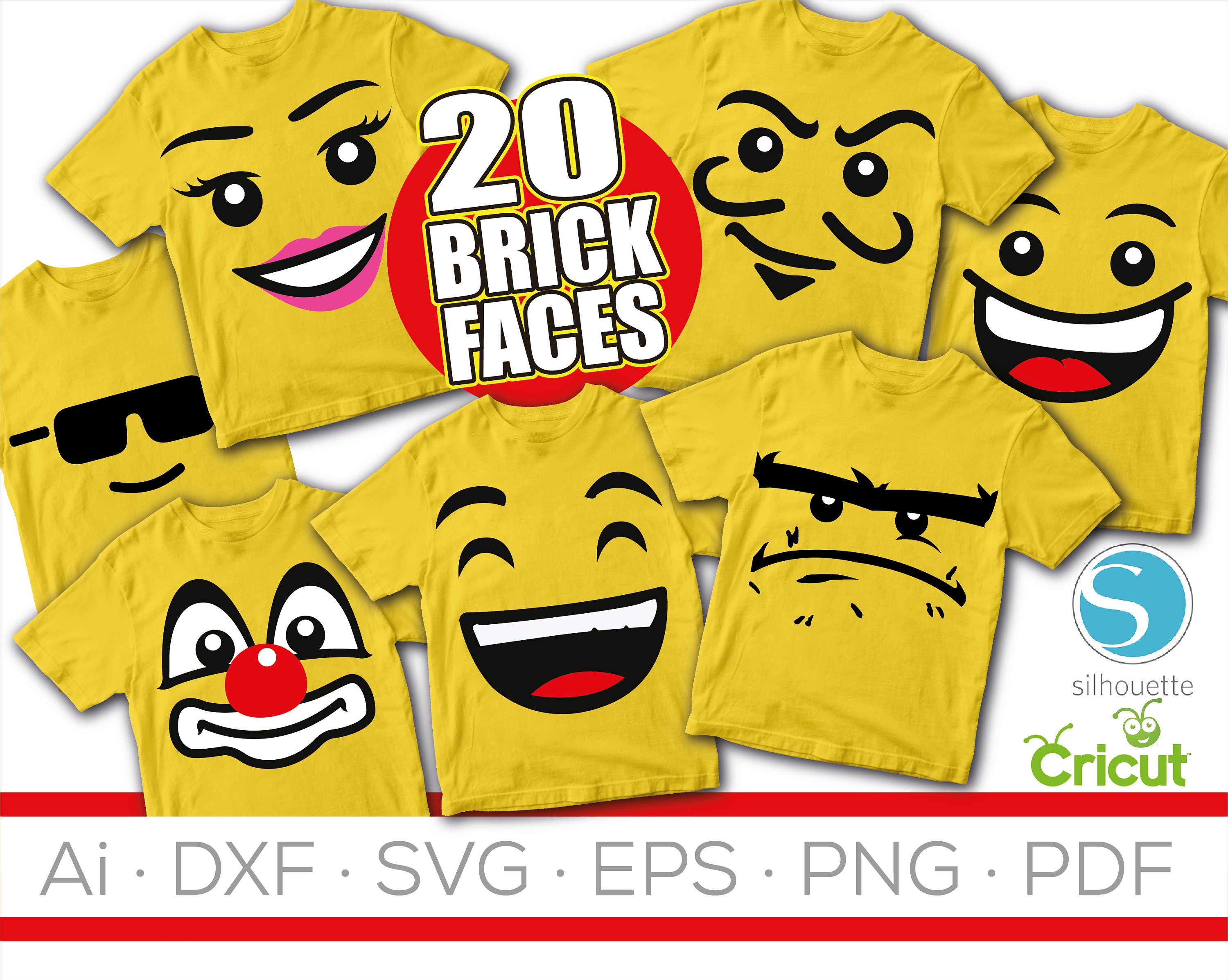 20 Brick Heads Digital SVG Dxf Png Ai Eps PDF for Cricut - Etsy UK