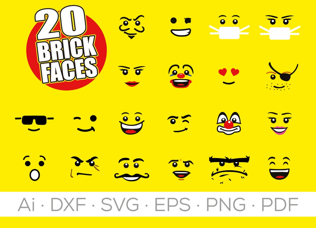 20 Brick heads digital SVG, dxf, png, Ai, eps, PDF for cricut and ...