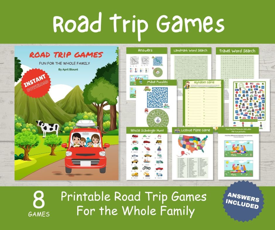 Printable Travel Games for Kids Bundle Instant Download Family Road ...