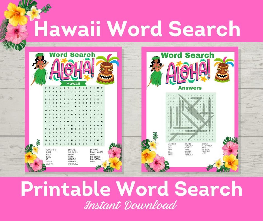 Hawaii Word Search Puzzle | Kids Homeschool Lesson | Instant Digital ...
