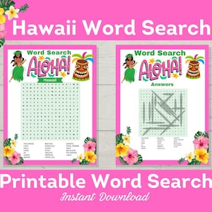 Hawaii Word Search Puzzle | Kids Homeschool Lesson | Instant Digital ...