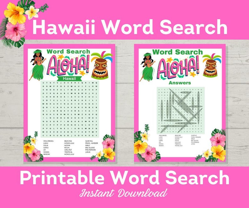 Hawaii Word Search Puzzle | Kids Homeschool Lesson | Instant Digital ...