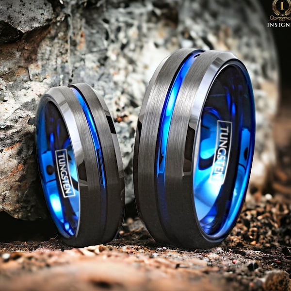 Tungsten Matching Wedding Rings - Etsy