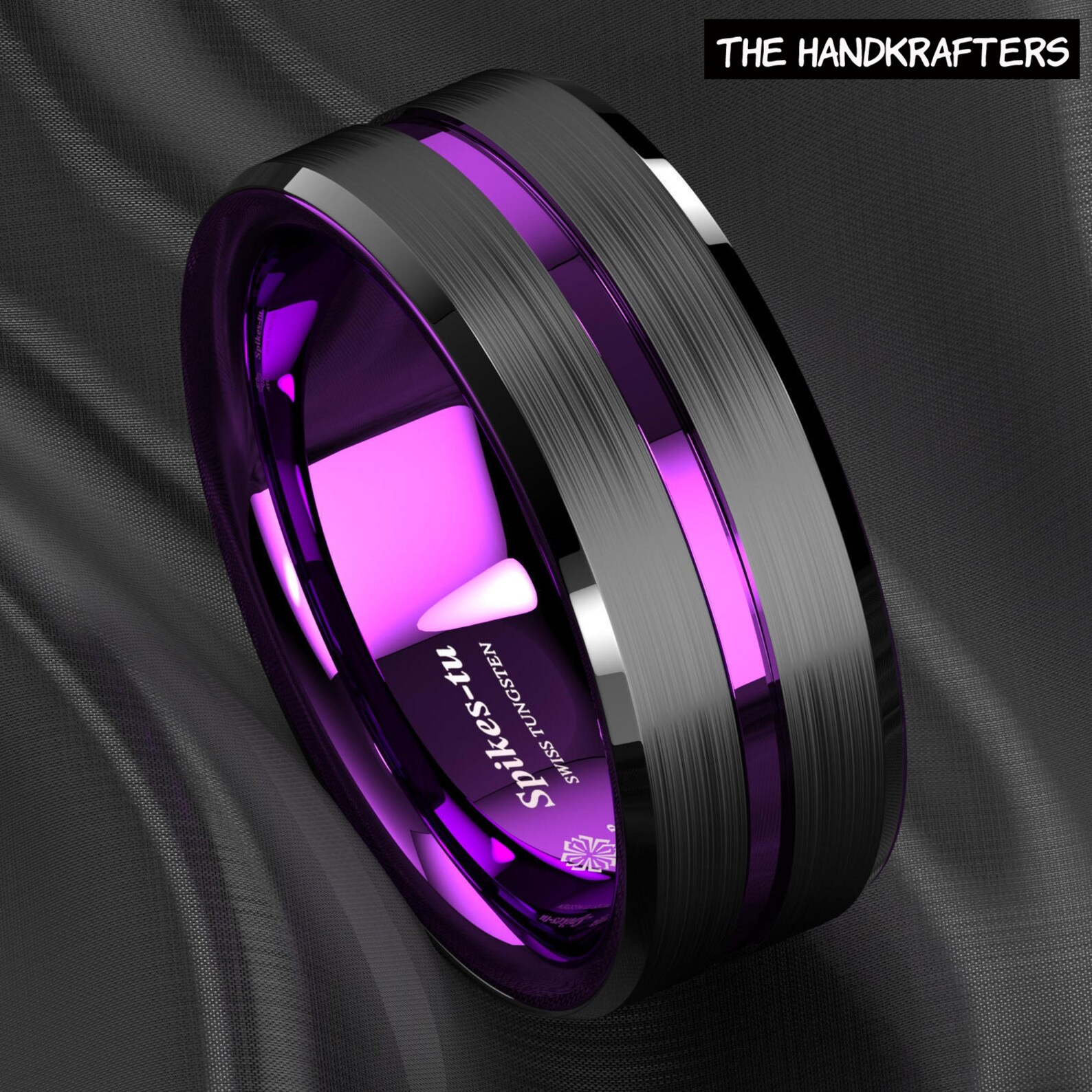 Black Tungsten Ring With Purple Aluminium Wedding Band Set - Etsy
