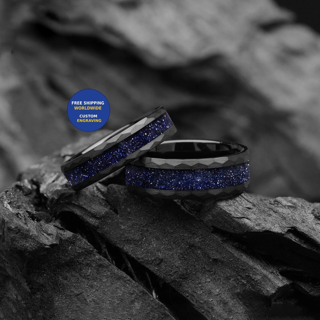 Galaxy Space Nebula His and Hers Couple Wedding Bands 6 & 8 Mm Tungsten ...