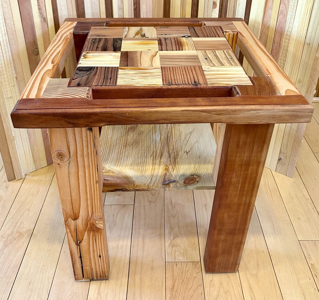 Unique Handcrafted WOOD SIDE TABLE With Shelf - Sustainably Sourced ...