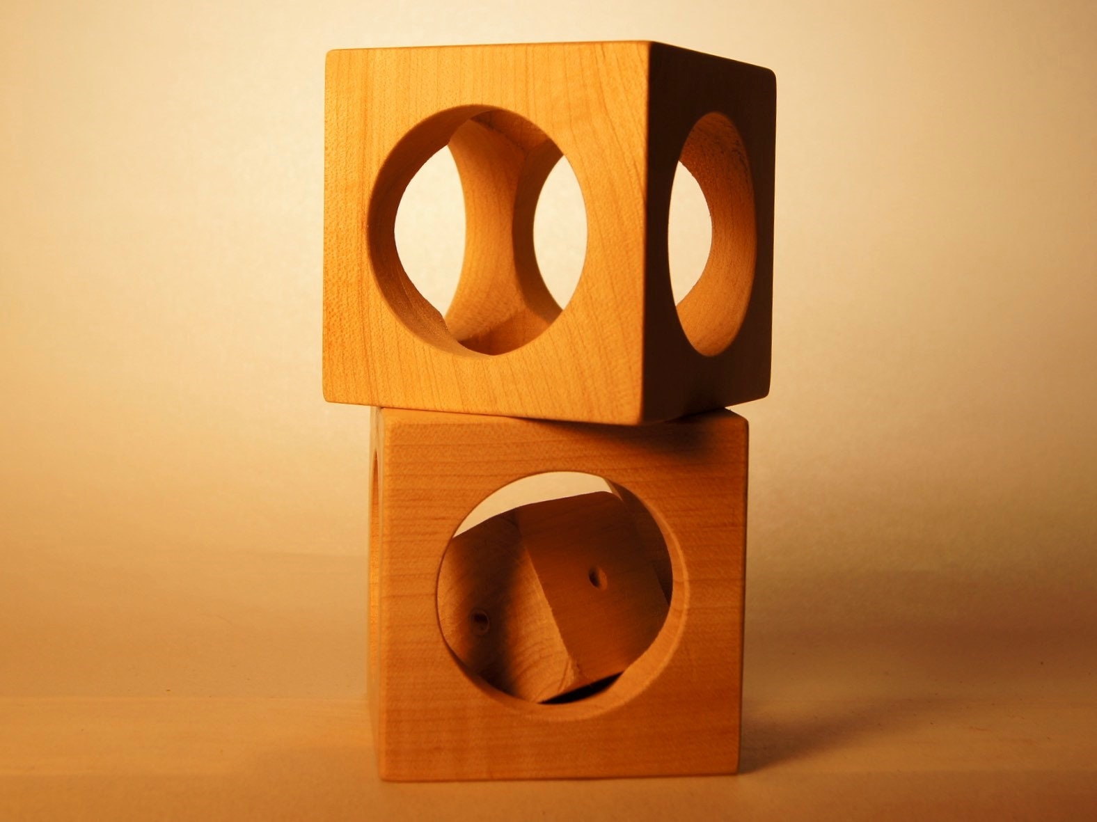 Handcrafted Wood Square in a Square RATTLE / TOY / ORNAMENT Sustainably ...